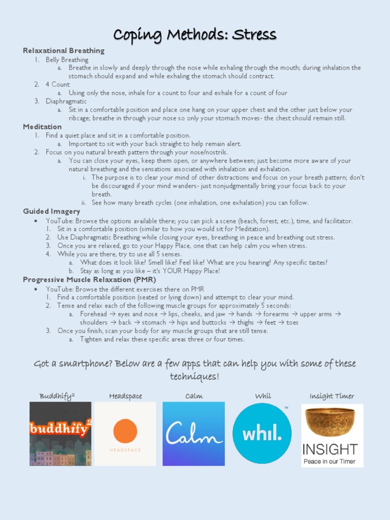 Coping Methods - Stress and Depression | PDF | Breathing
