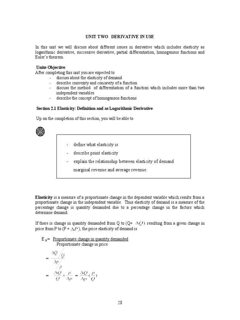 Mathimatical For Econo UNIT 2 | PDF | Elasticity (Economics) | Price Elasticity Of Demand