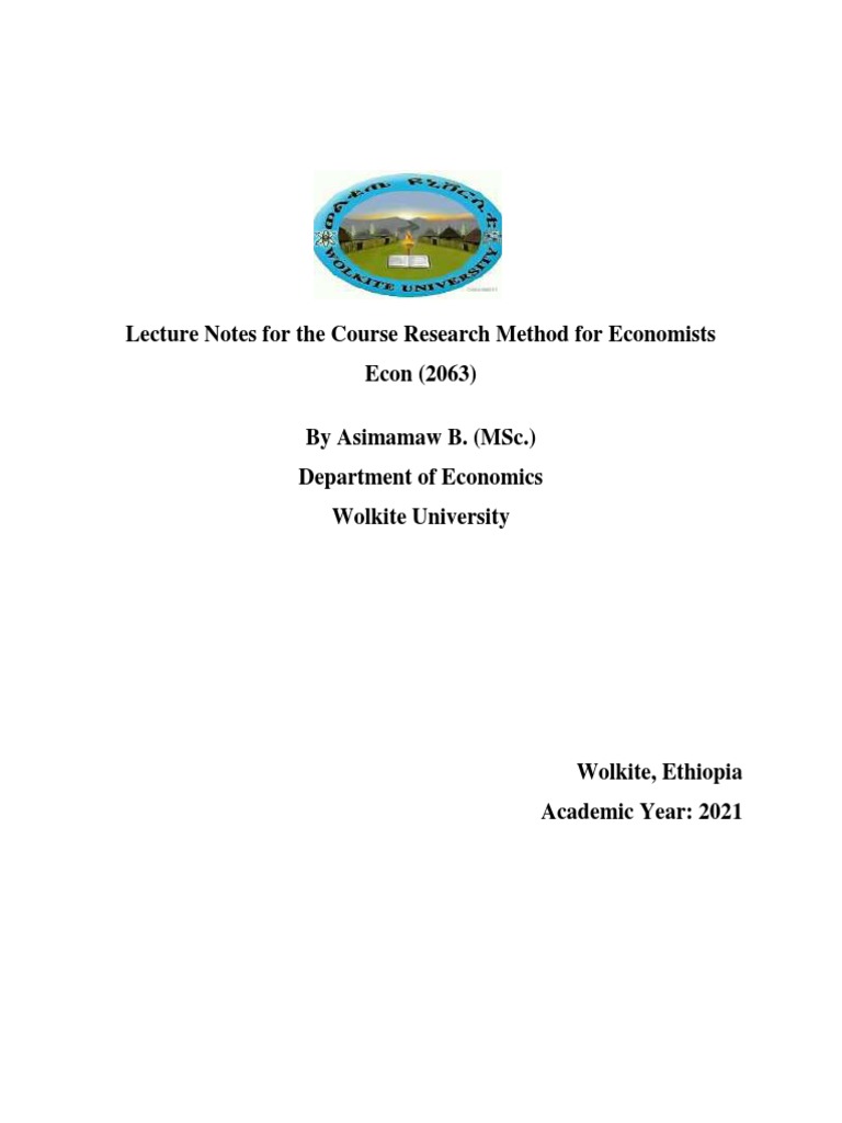 Research Methods for Economists: An Introduction to Concepts ...