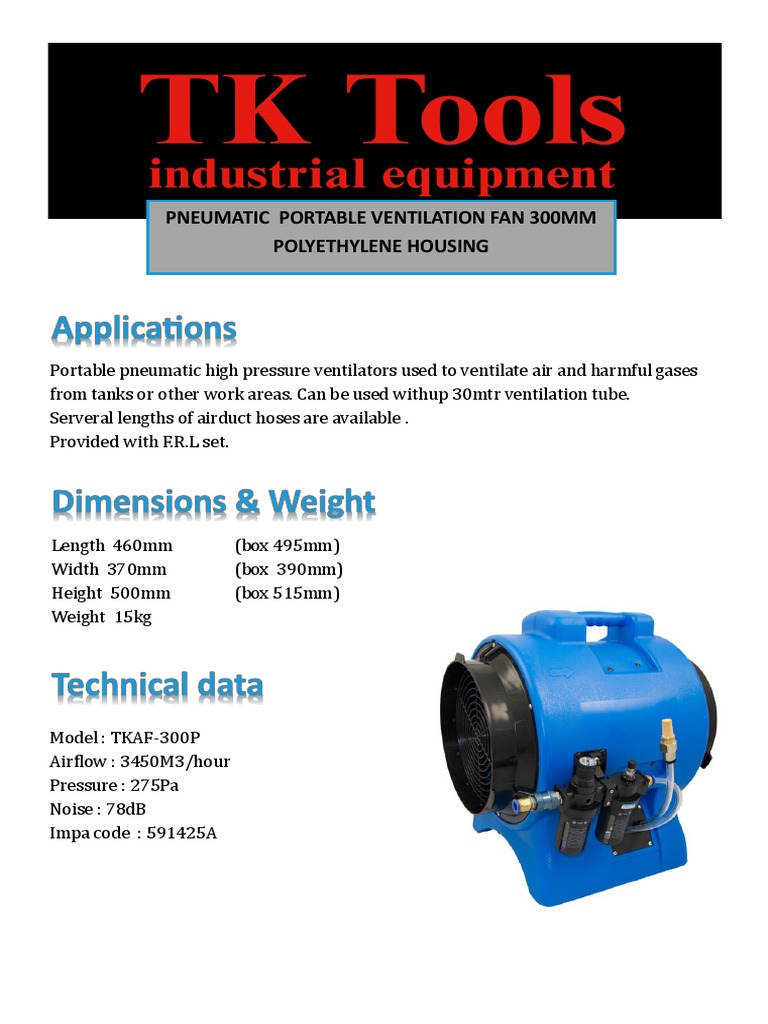 Ventilatoren 300mm Poly Tkaf300p TK Tools | PDF