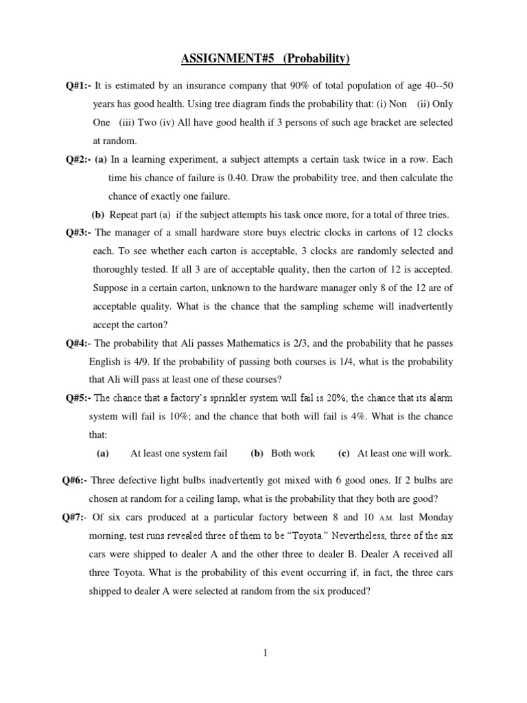 Assignments # 2 (Probability and Probability Distributions) | PDF | Poisson Distribution ...