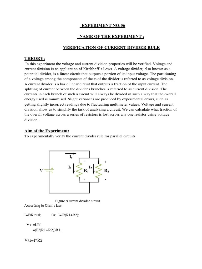 Current Divider Rule | PDF | Series And Parallel Circuits | Electrical ...
