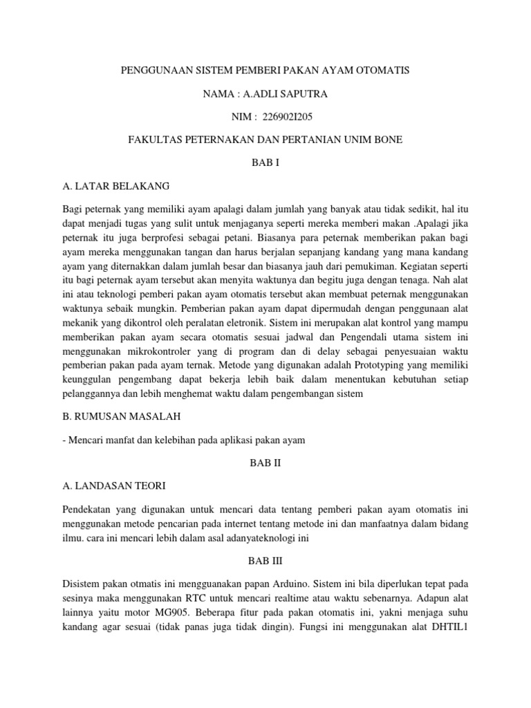 Penggunaan Sistem Pemberi Pakan Ayam Otomatis | PDF