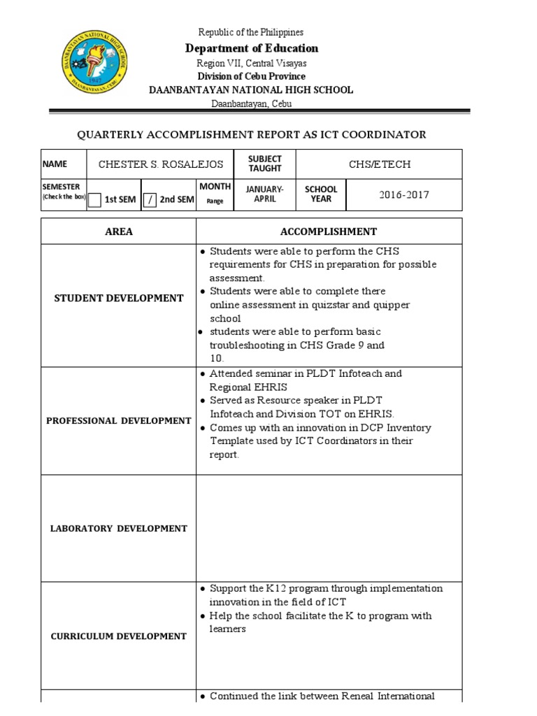 Quarterly and Action Plan Ict Coordinator | PDF | Educational Technology | Curriculum