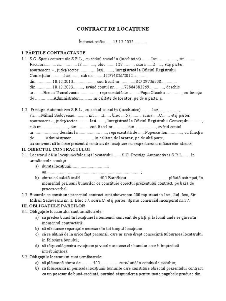 Contract-De-Locatiune | PDF
