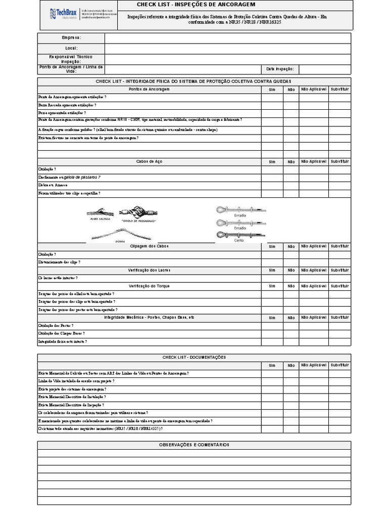 Check List Pontos de Ancoragem | PDF