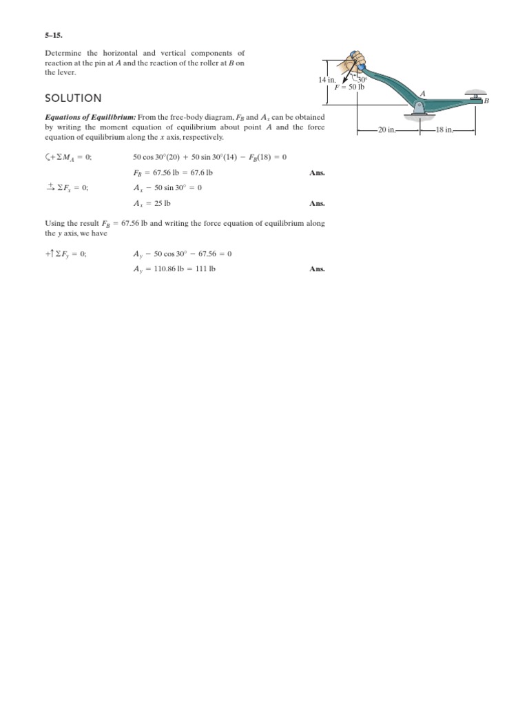 Solution Determine The Horizontal And Vertical Components Of Reaction