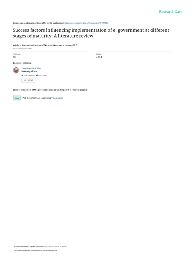 Success Factors Influencing Implementation of E-Government at Different ...