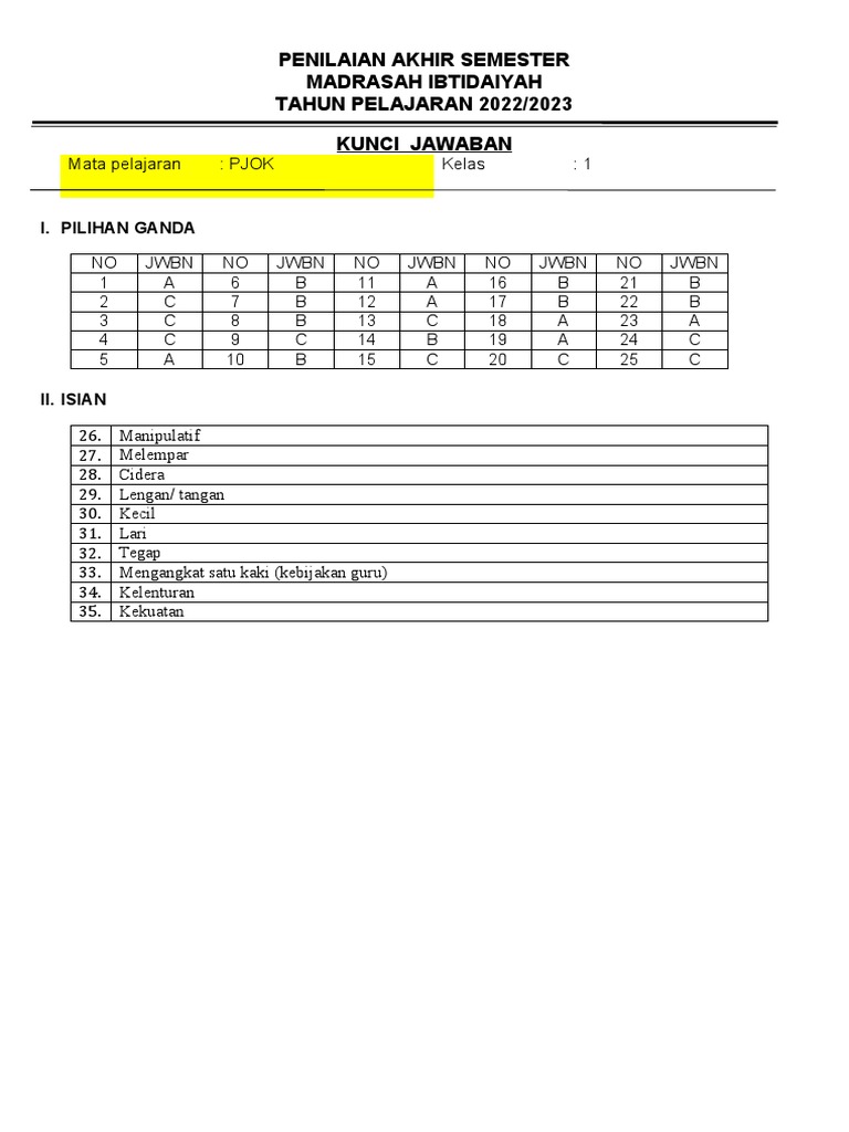 Contoh Kunci Jawaban | PDF