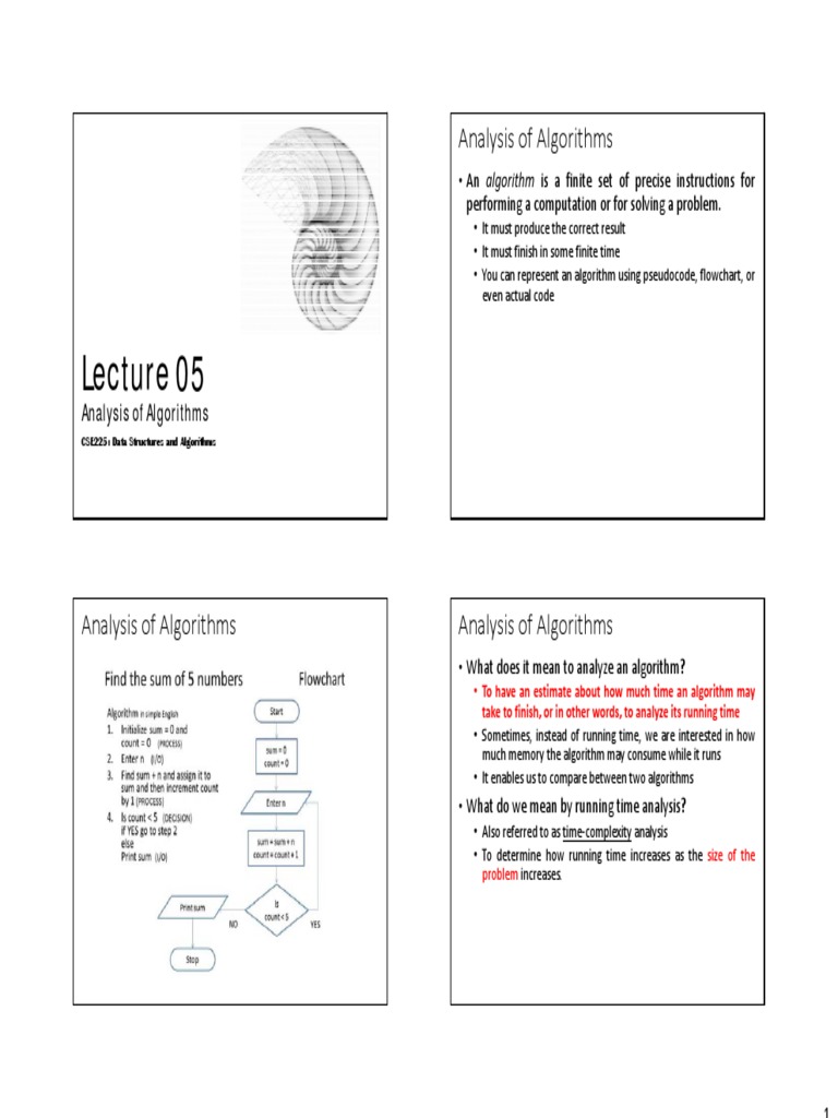 Cse225 Lecture 05 Analysis Of Algorithms Pdf Algorithms Matrix Mathematics