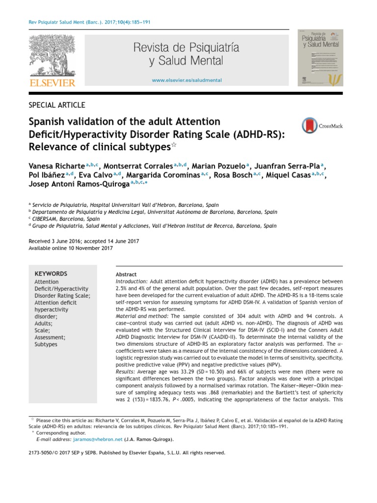 Validación Española ADHD-RS | Download Free PDF | Attention Deficit Hyperactivity Disorder ...