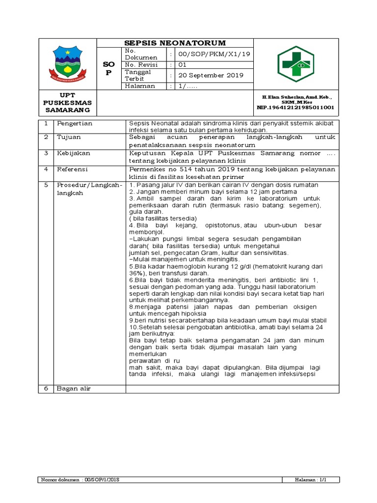 SOP Sepsis Neonatorum | PDF