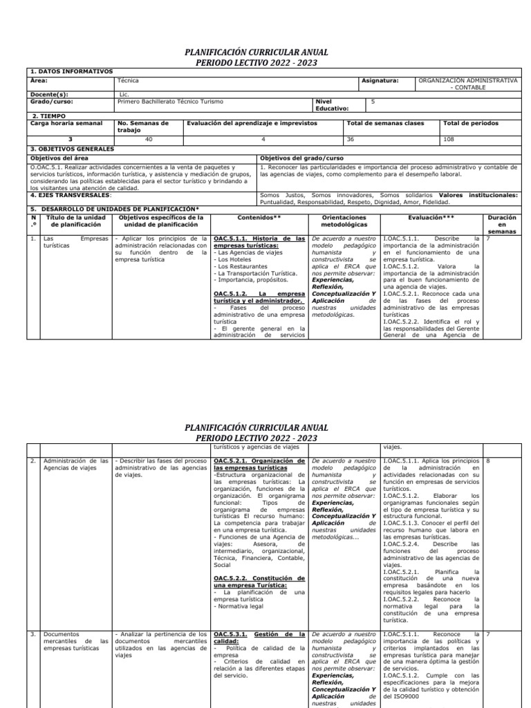 Pca. Organización Administrativa - Contable | PDF | Contabilidad | Business
