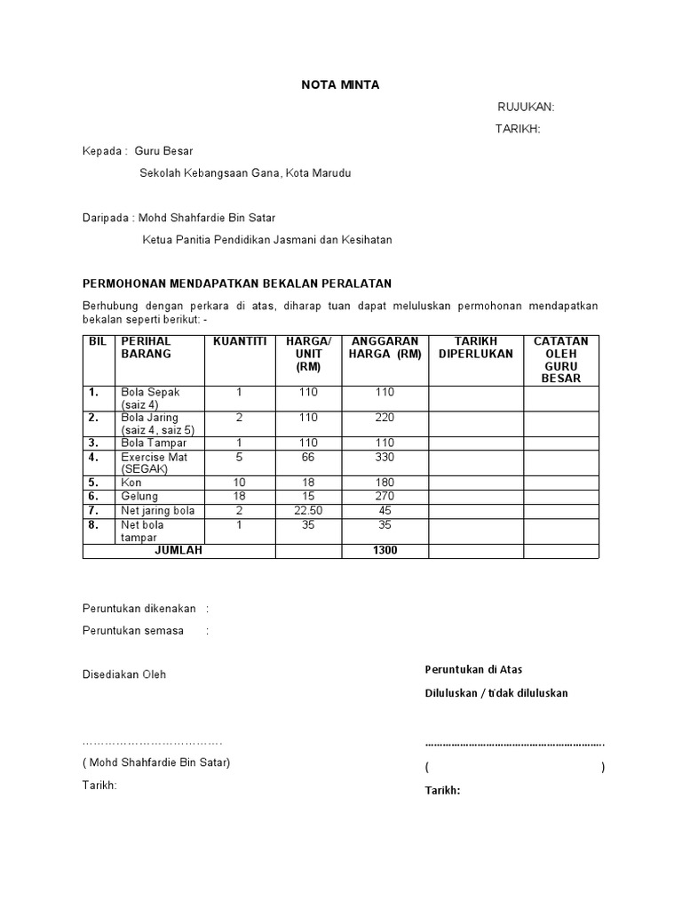 Nota Minta 2022 | PDF