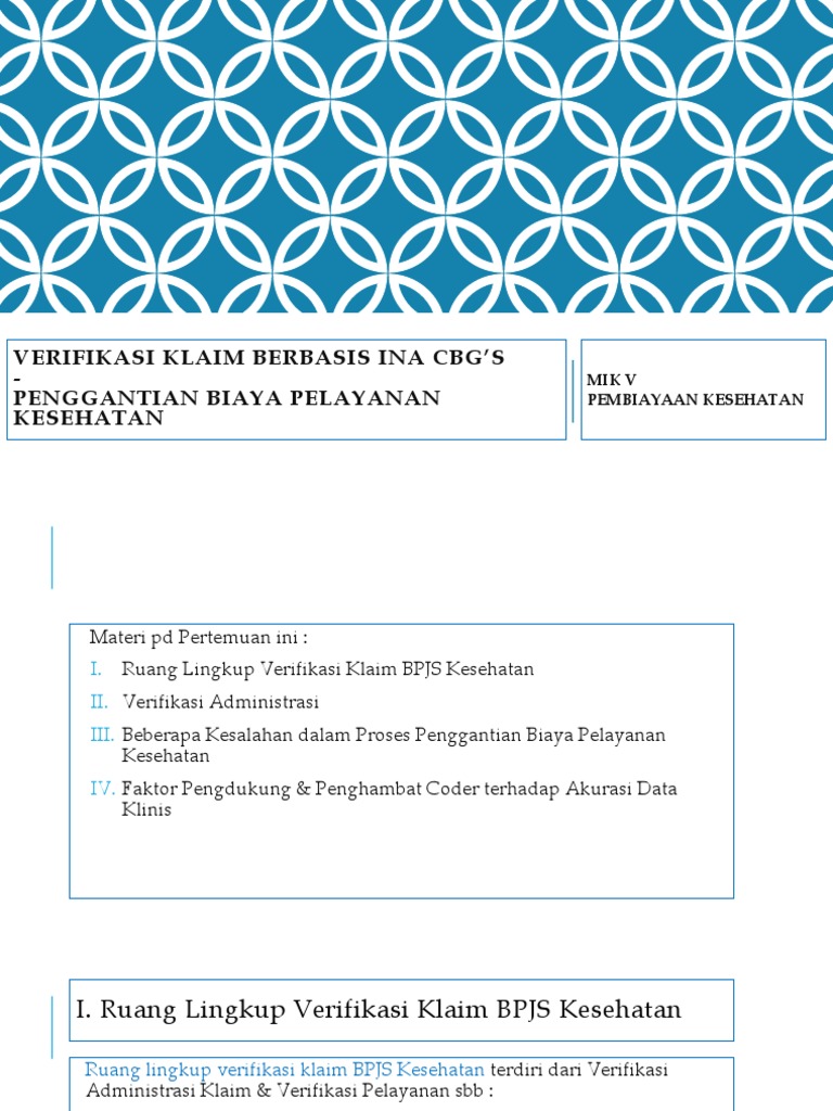 Verifikasi Klaim BPJS Kesehatan INA CBGs | PDF