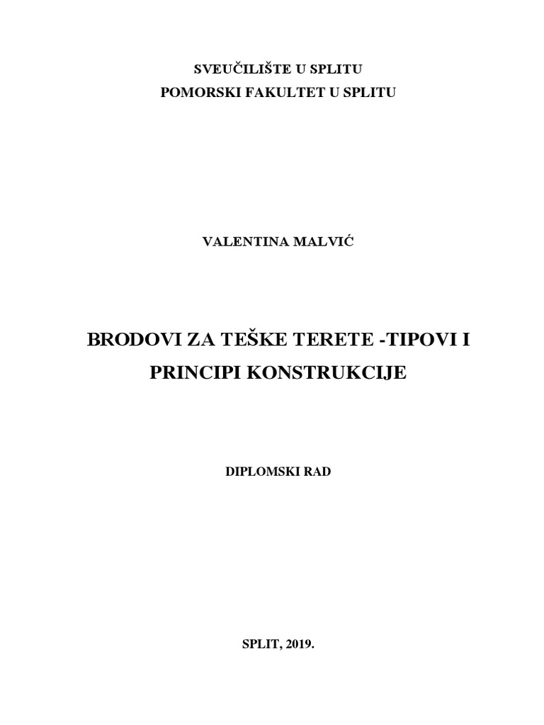 Brodovi Za Teške Terete - Tipovi I Principi Konstrukcije | PDF