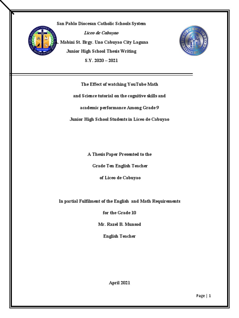 Effect of YouTube Math Science tutorials on cognitive skills, academic performance | PDF ...