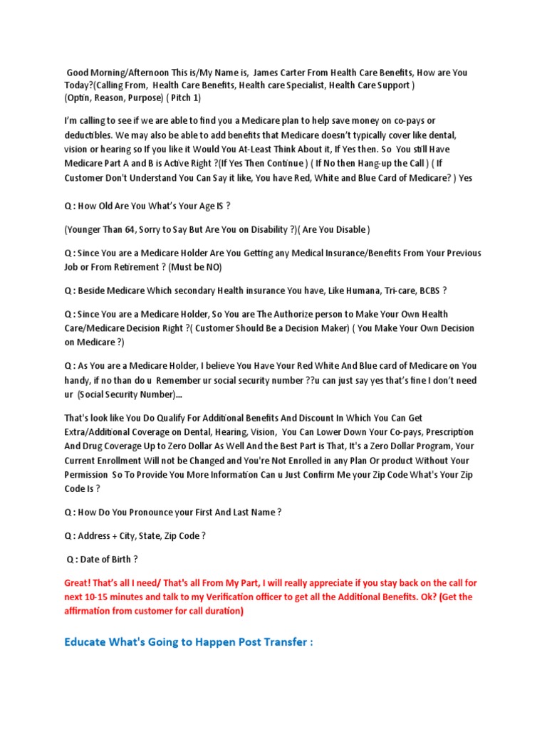 Med, Supp, Adv Script Live Transfer | PDF | Medicare (United States ...