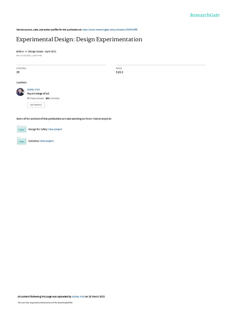 Experimental Design Design Experimentation | PDF | Design | Experiment