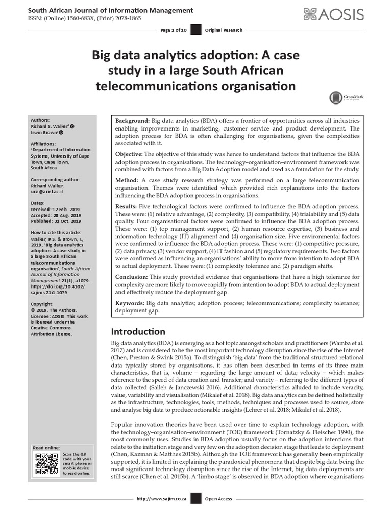 Big Data Analytics Adoption A Case Study in A Larg | PDF | Big Data | Analytics