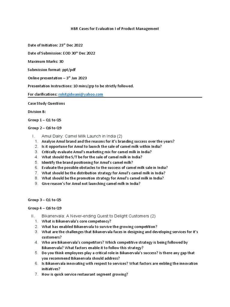HBR Cases For Evaluation I of Product Management | PDF | Coca Cola | Brand