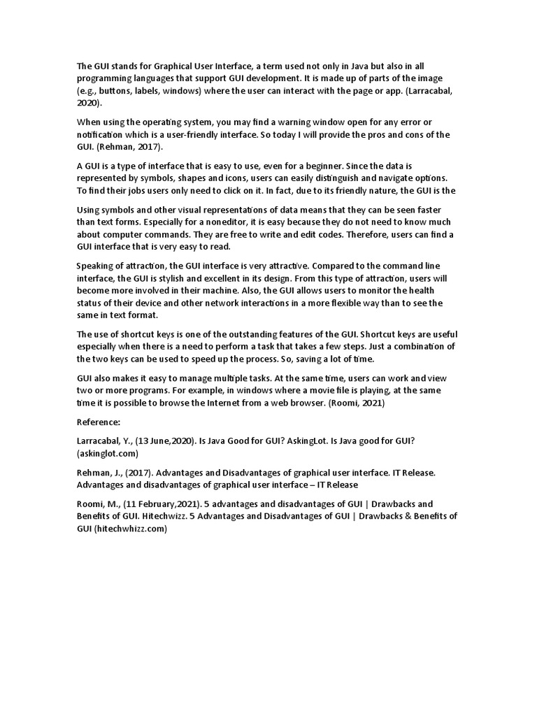 Pros and Cons of GUI Interfaces | PDF | Computers