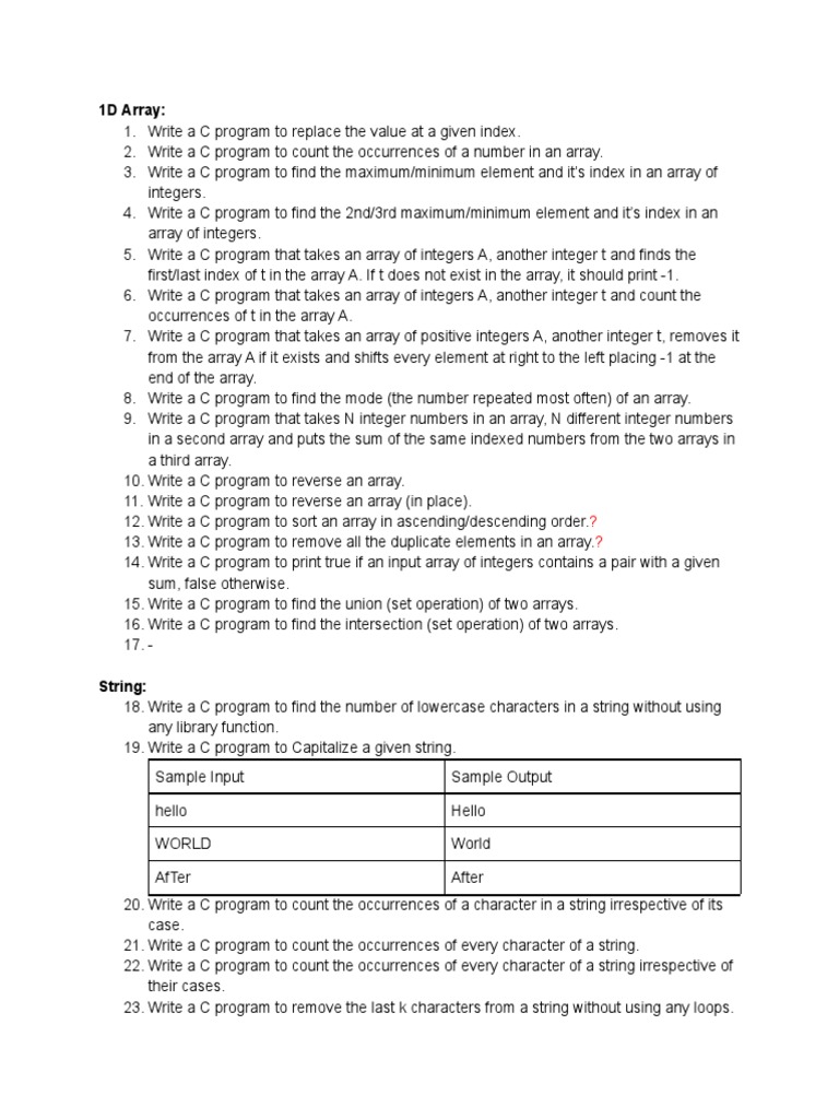 CSE 102-CSE 110 Practice Problem Set On Array | PDF | Matrix (Mathematics) | String (Computer ...