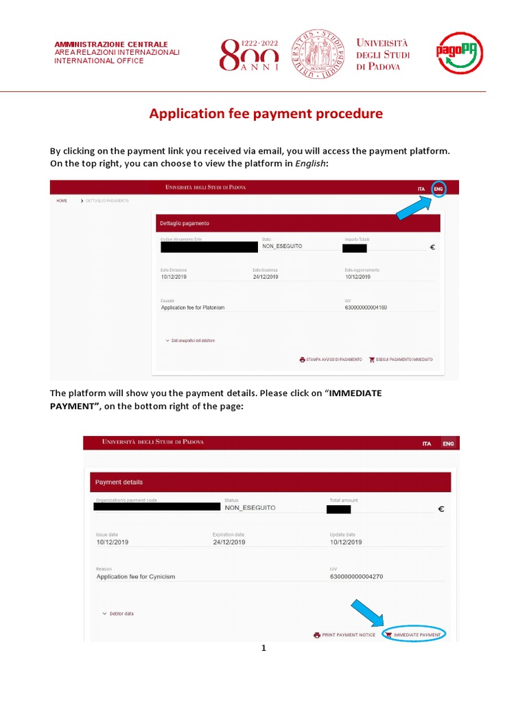 Application Fee Payment Guide UNIPD | PDF | Credit Card | Payments