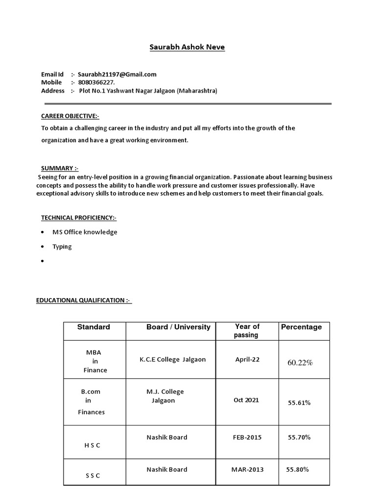 Saurabh Neve Reumes New Update | PDF
