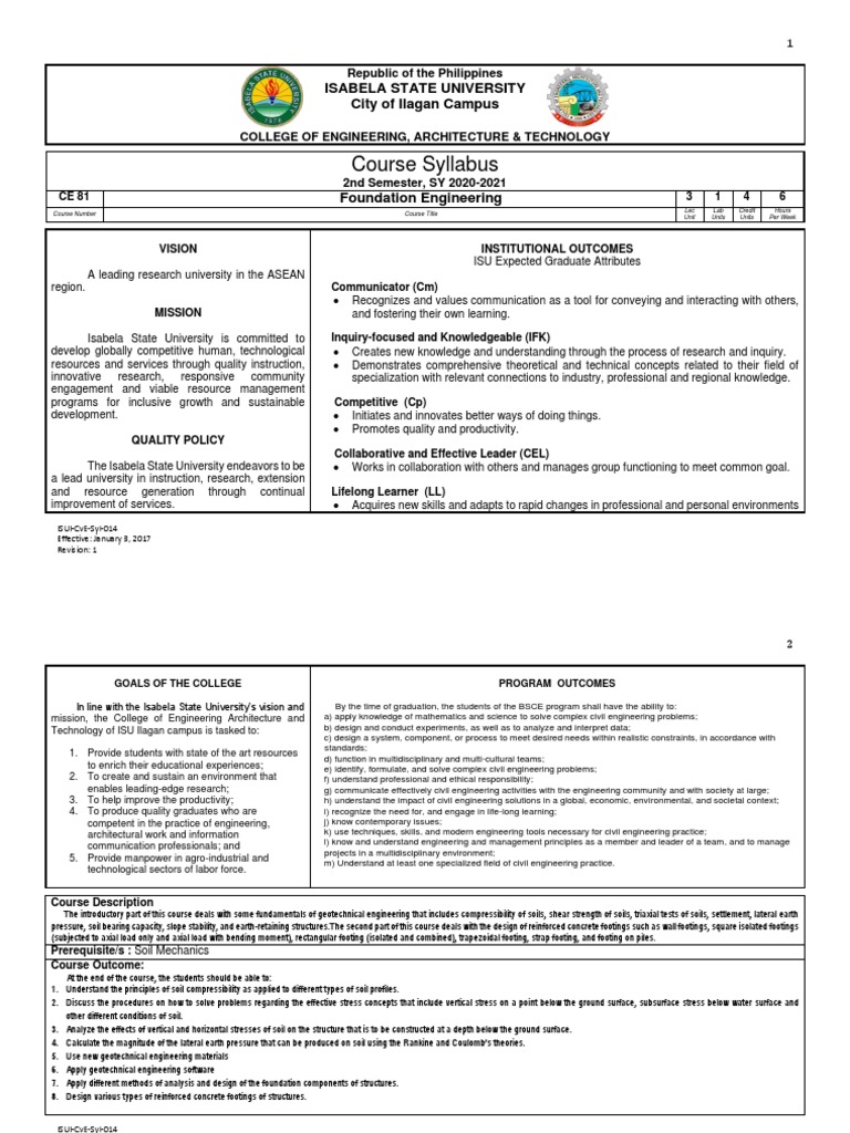 Foundation Engineering Syllabus | PDF | Engineering | Civil Engineering