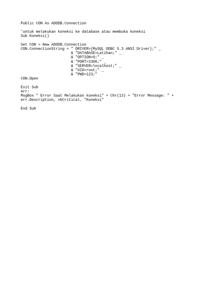 Membuat Koneksi Mysql DGN VB | PDF | Komputer | Teknologi & Rekayasa