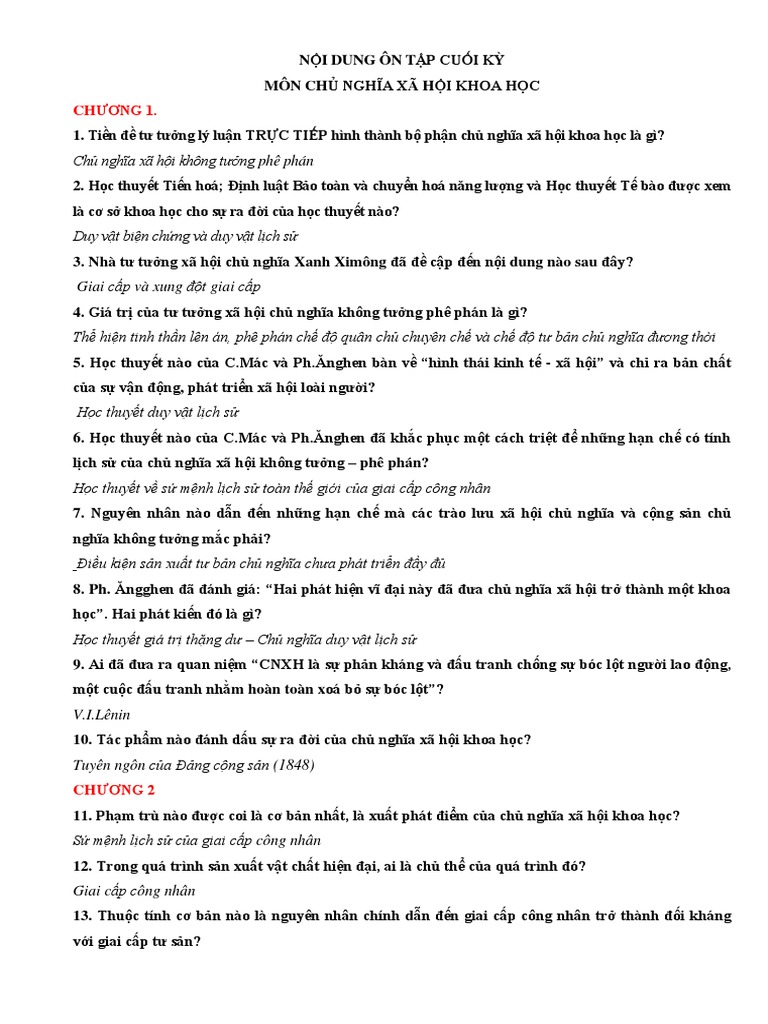 N I Dung Ôn Tap CK - CNXHKH (SV) | PDF