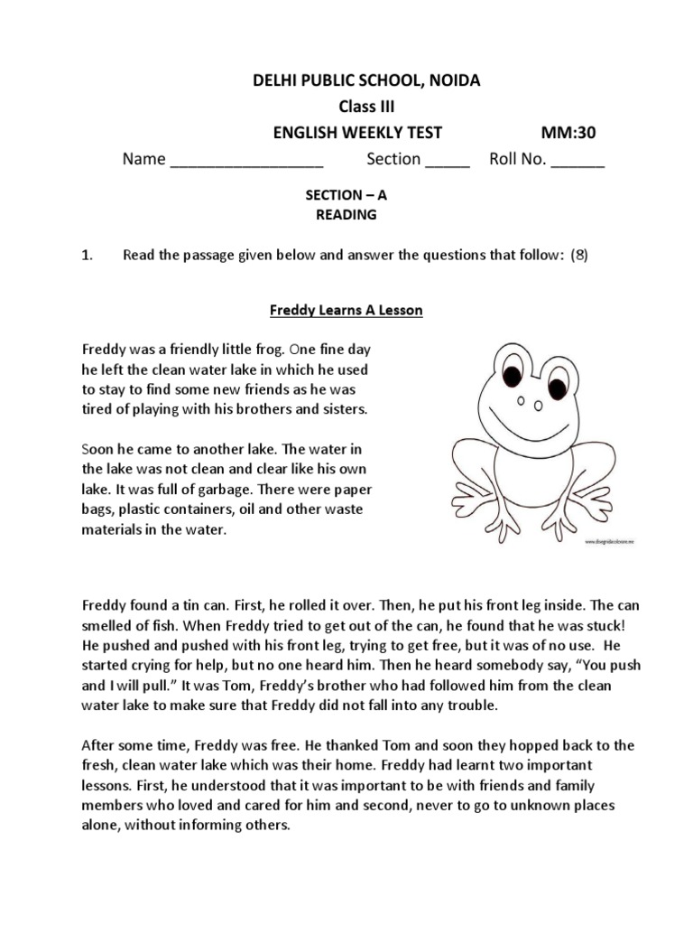 Weekly Test Paper Class III 2022 | PDF | Elephant