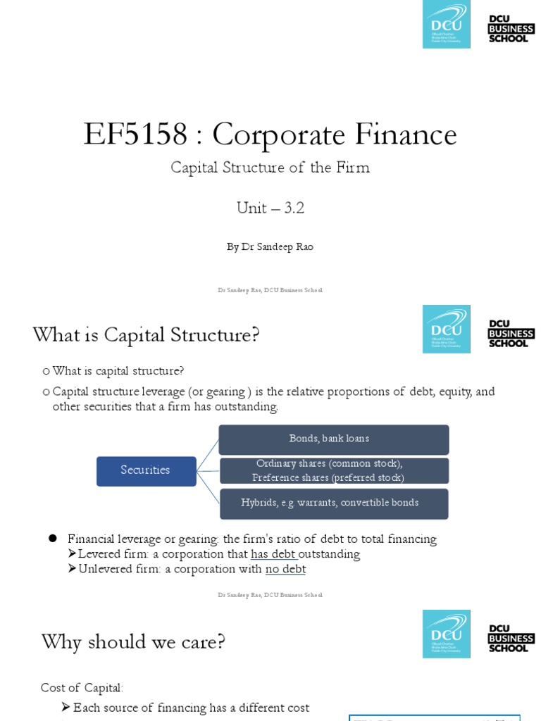 Corporate Finance Capital Structure Guide | PDF | Capital Structure ...