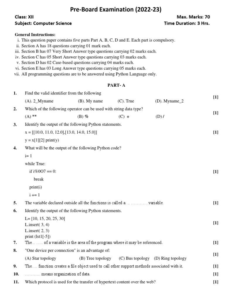 CS Class XII Paper | Download Free PDF | Computer Network | Hypertext Transfer Protocol