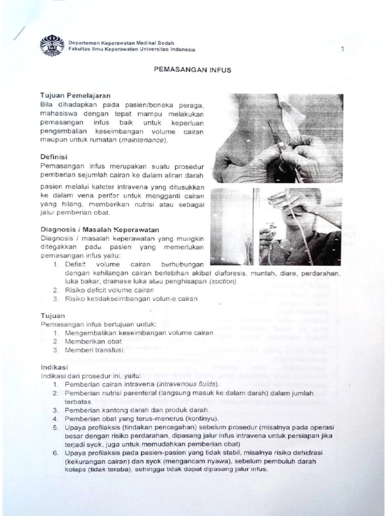 Pedoman Pemasangan Infus | PDF