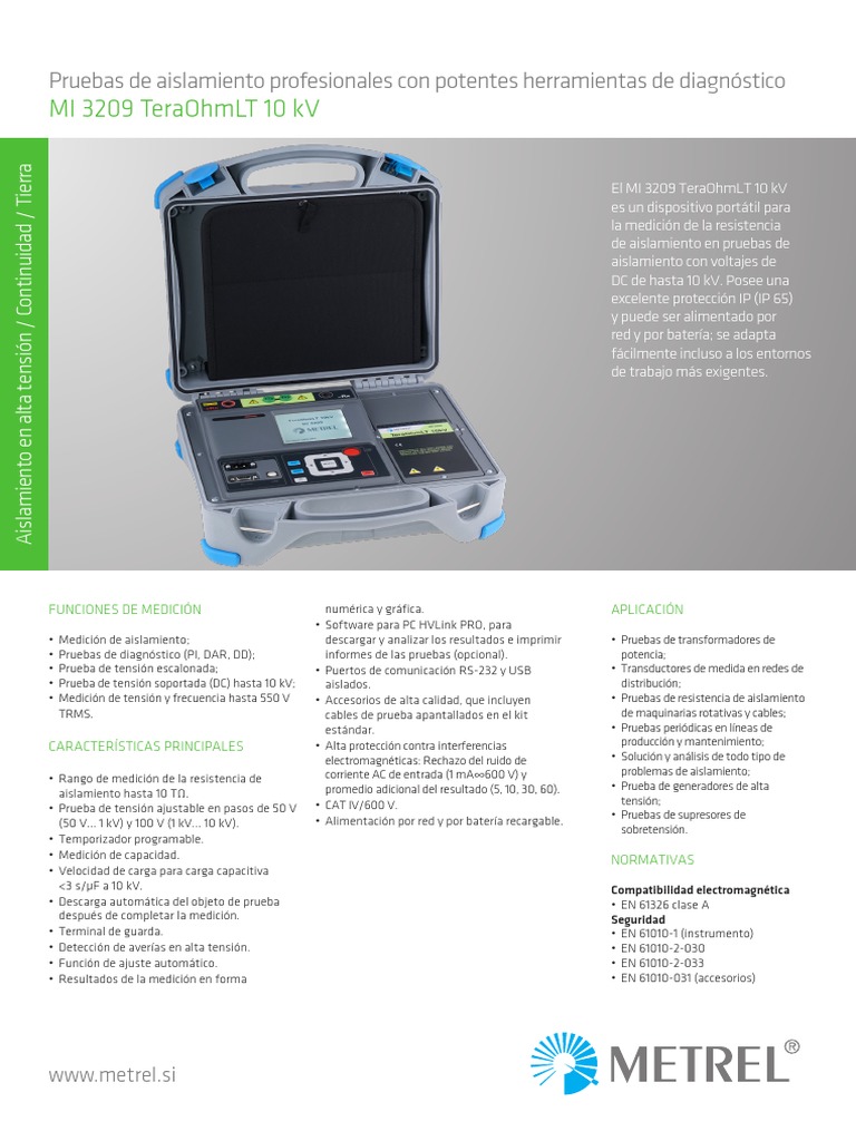 FT Medidor de Aislamiento - Mi 3209 | PDF | Voltio | Tecnología de información y comunicaciones