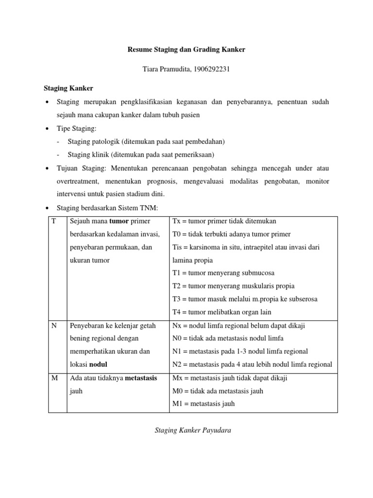 Tiara Pramudita - 1906292231 - Resume Staging & Grading Kanker | PDF