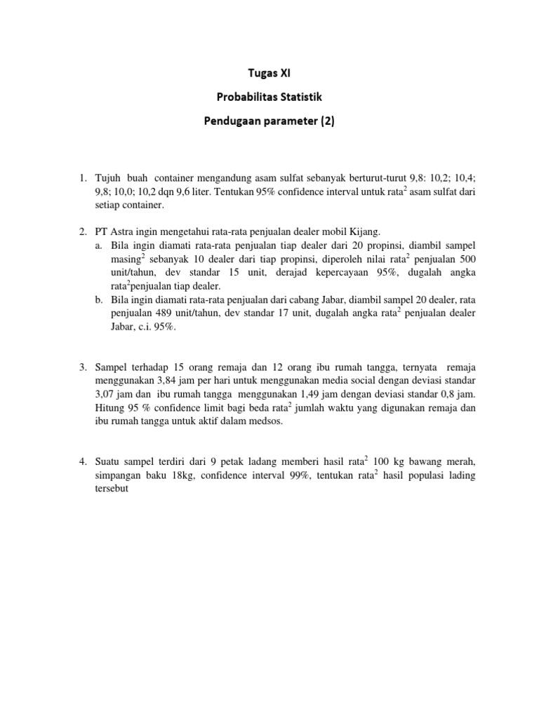 Probstat Tugas XI | PDF