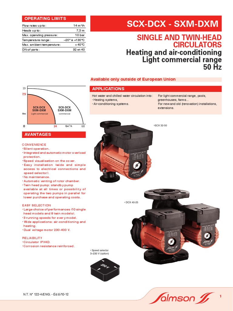 Salmson Light Commercial SCX-DCX - SXM-DXM PDF | PDF | Electric Motor | Pump