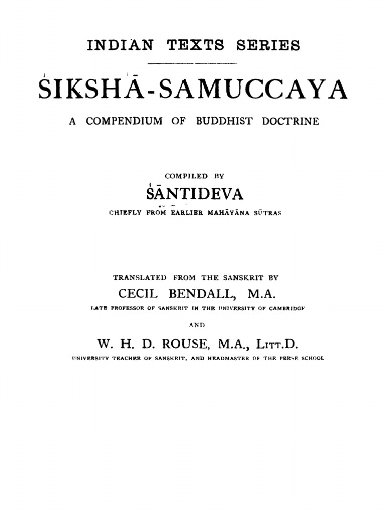 Bendall Santideva Siksa-Samuccaya 1922 | PDF | Bodhisattva | Buddhahood