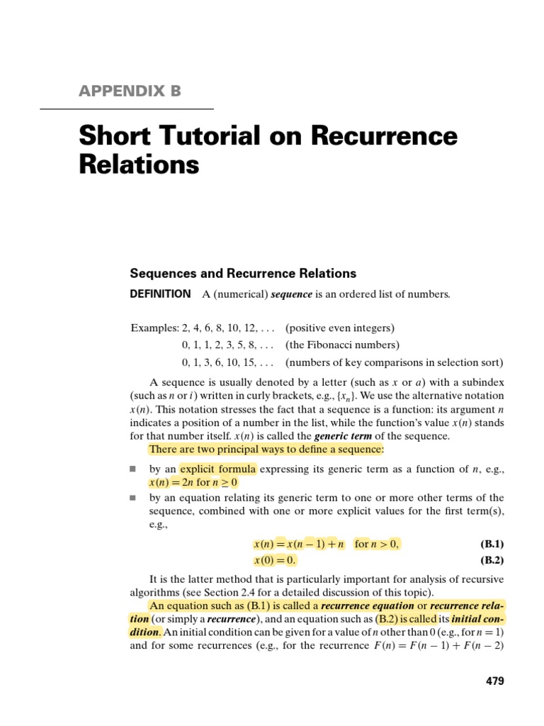 Short Tutorial On Recurrence Relations | PDF | Recurrence Relation | Ordinary Differential Equation