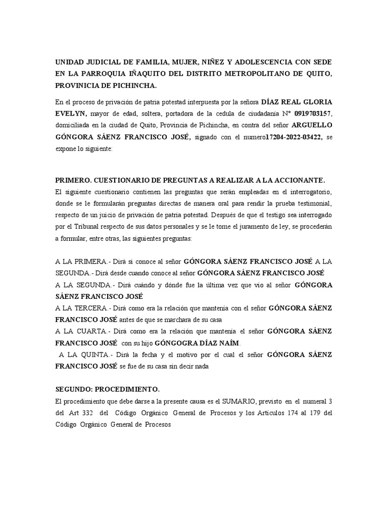 Preguntas para Sra Gloria Diaz Caso Gongora | PDF Preguntas para Sra Gloria Diaz Caso Gongora | PDF