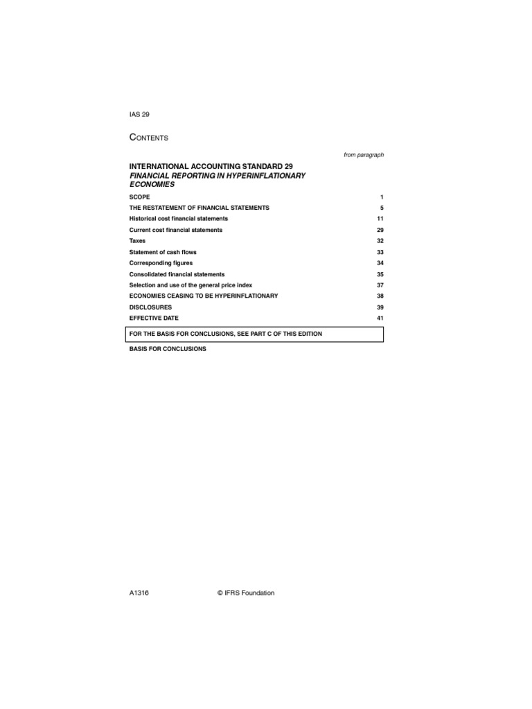 Ias 29 Financial Reporting in Hyperinflationary Economies Content | PDF