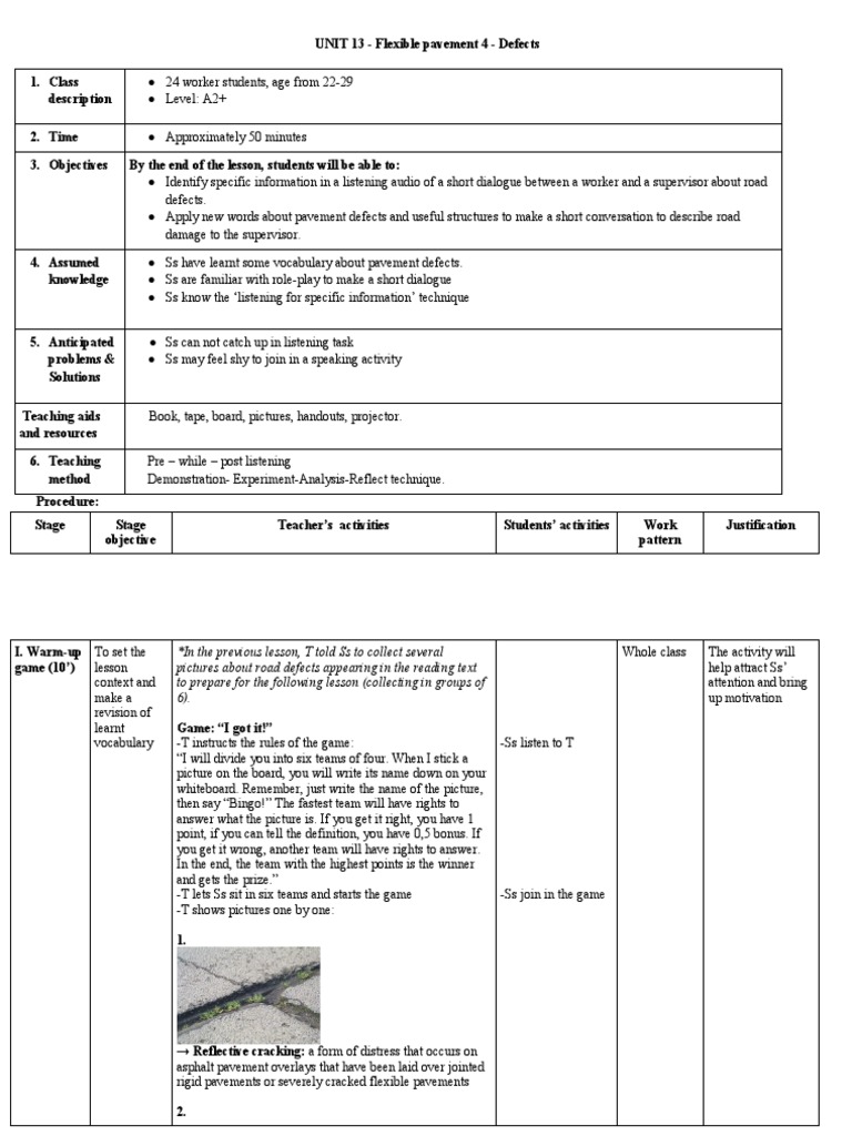 ESP - Lesson Plan Ver 1 | PDF | Road Surface | Vocabulary