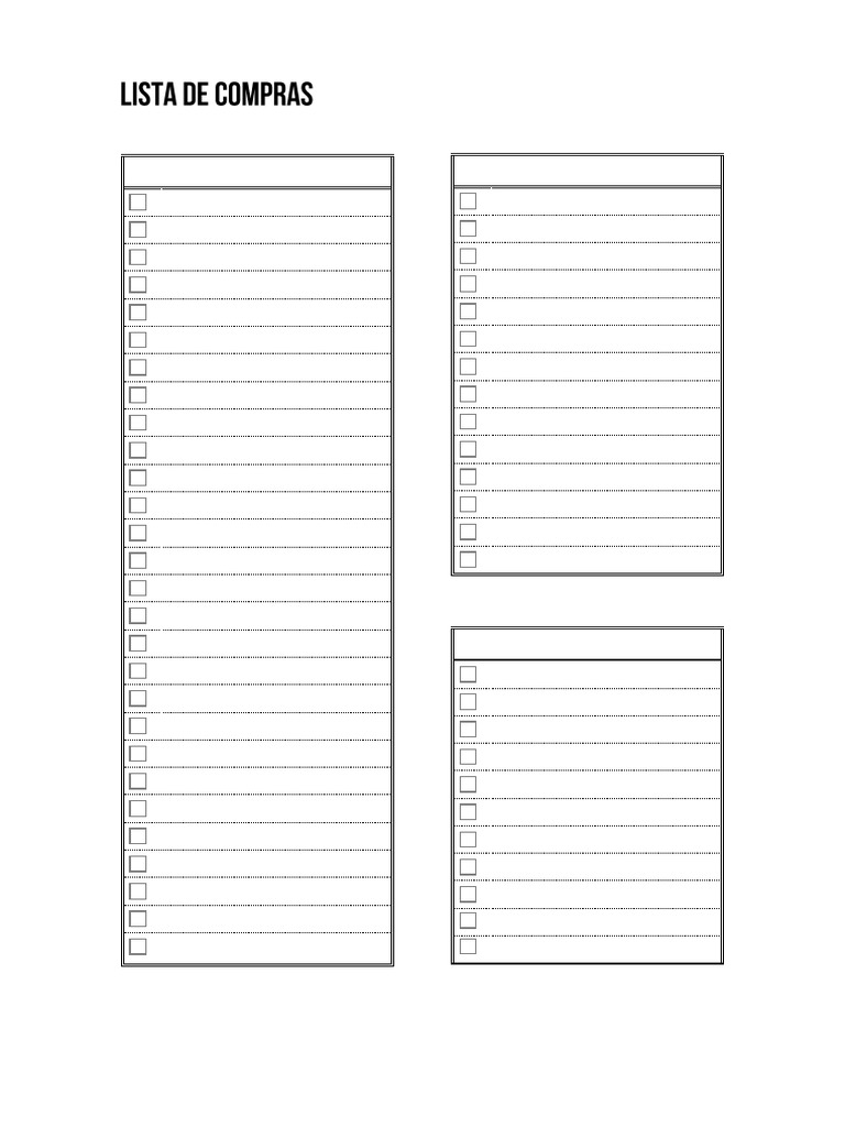 Lista de Compras para Preencher | PDF