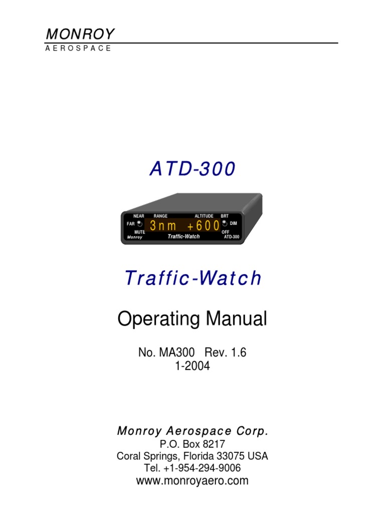 Monroy ATD 300 Traffic Watch Operating Manual | PDF | Transponder ...