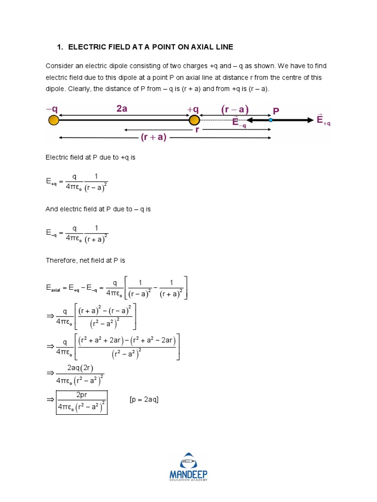 Electric Field at Dipole's Axial Point | PDF