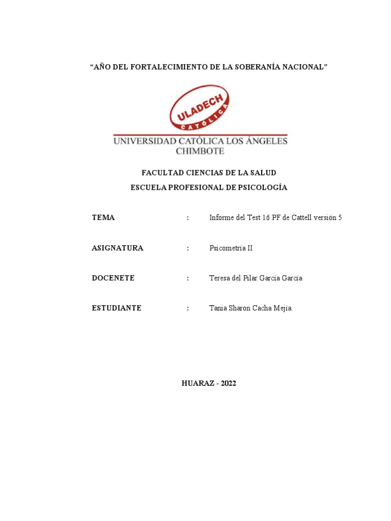 Test de La Personalidad 16 de Kattell | PDF | Ciencia cognitiva ...
