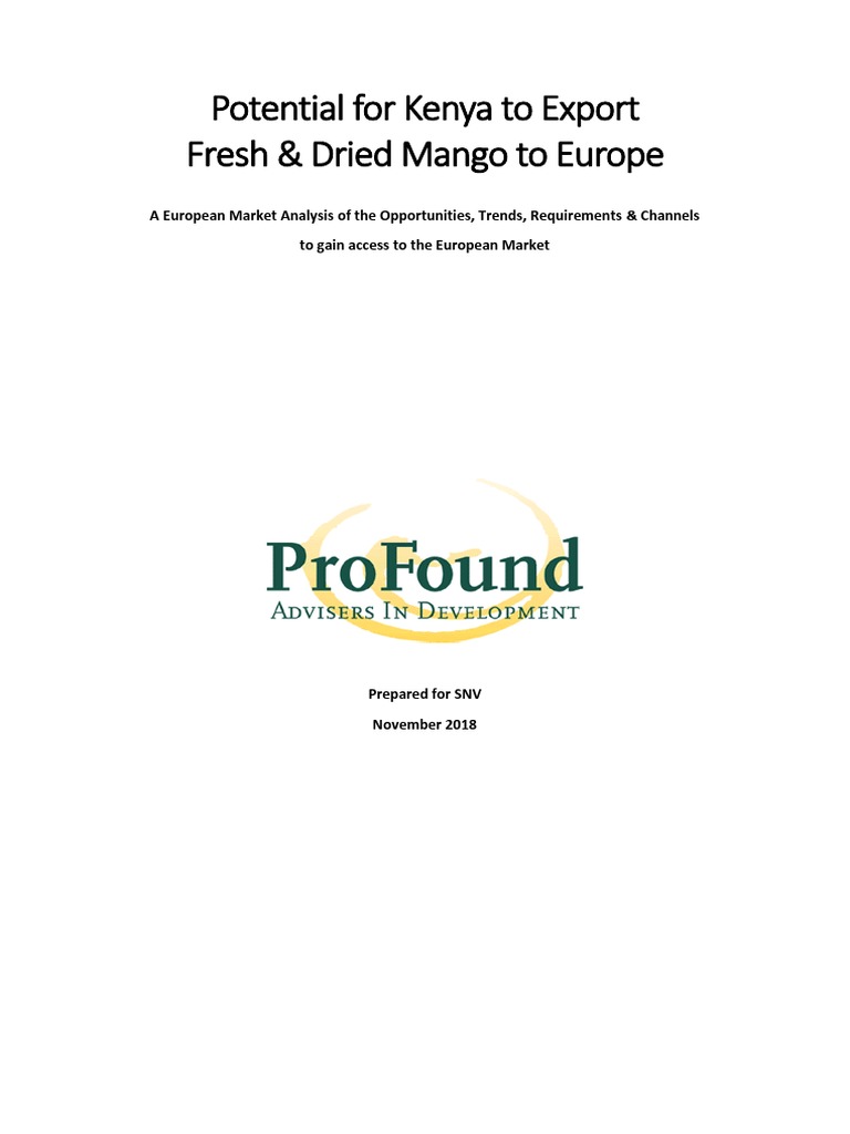 Exporting Mango From Kenya To Europe | PDF | Mango | Food Safety
